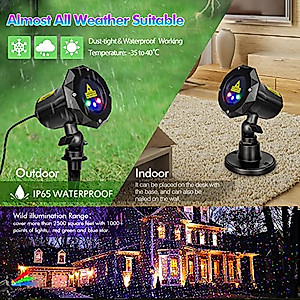 JOY SPOT! 8 Patterns 3 Color Christmas Laser Lights, Outdoor Garden Lights Moving RGB Stars Show for Outdoor, Party, Halloween, Xmas