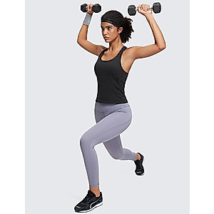 CRZ YOGA Seamless Racerback Workout Tank Tops for Women Athletic Sleeveless Scoop Neck Running Yoga Shirts Black Small