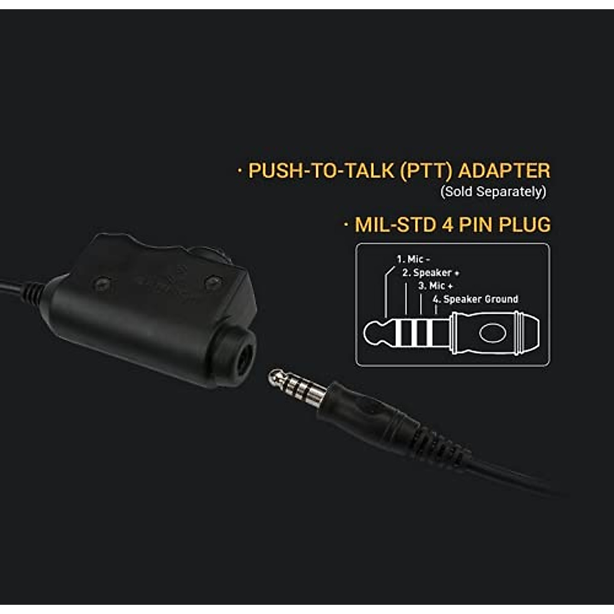 OPSMEN Tactical Earmor Kenwood, Baofeng Version PTT Military Standard 7.0 Plug for Radio Adapter