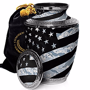 Military Urn Army Navy Air Force Marine Patriotic Veteran Camouflage Urns for Ashes Adult Male - Urn for Ashes for Men - Cremation Urns for Adult Ashes Air Force Urns