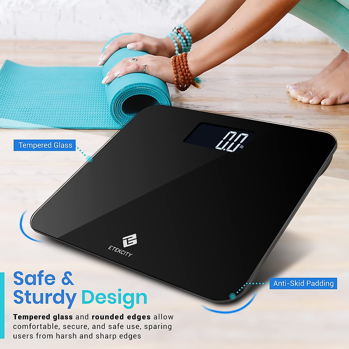 Etekcity Digital Bathroom Scale for Body Weight for People, Extra Wide Platform and High Capacity, Large Number and Easy-to-Read on Backlit LCD Display, 440 lb