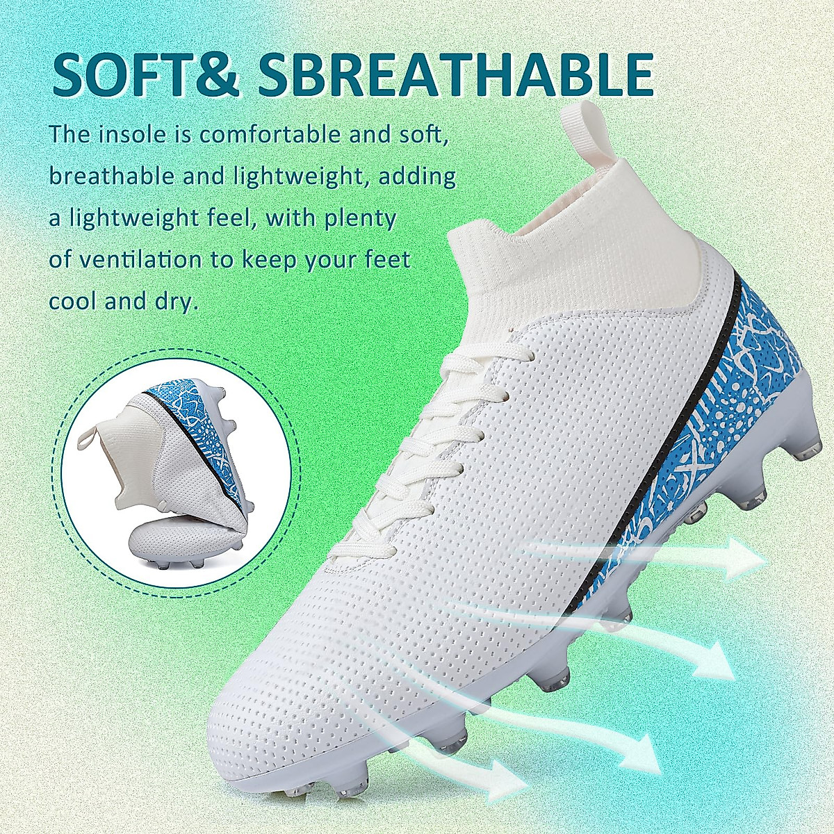 Soccer Cleats Mens Football Cleats Women Tacos de Futbol para Hombre Soccer Shoes for Big Boy Tacos de Futbol Zapatos de Futbol para Hombres Outdoor Soccer Shoes High Top Football Boots AG/FG