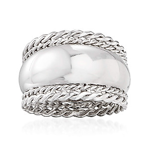Ross-Simons Sterling Silver Roped-Edge Ring. Size 9