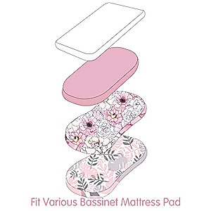 AMROSE 4 Pack Heavenly Soft Bassinet Sheets for Baby Girls, Universal Fitted for Various Cradle and Bassinet Mattress Pad, Silk Touch Gentle Breathable Microfiber, Floral & Leaf