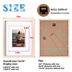 KINLINK 11x14 Picture Frames White Oak, Light Wood Frames with Acrylic Plexiglass for Pictures 5x7/8x10 with Mat or 11x14 without Mat, Tabletop and Wall Mounting Display, Set of 4