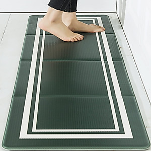 COSY HOMEER Kitchen Mat – 2/5 Inch Thick Anti Fatigue Floor Mat, Standing Desk Mat – Comfort Foldable Kitchen Rug, Easy Storage,Durable Stain Resistant Non-Slip(17" x 48", Black)