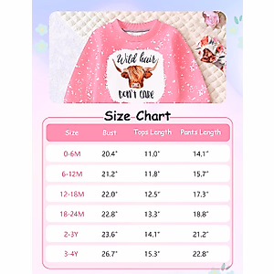 ADIFUN Baby Girl Clothes 18-24 Months Girl Clothing Fall Winter Outfits Wild Hair Don't Care Highland Cow Pink Sweatshirt Flower Pants Western Cowgirl Outfit