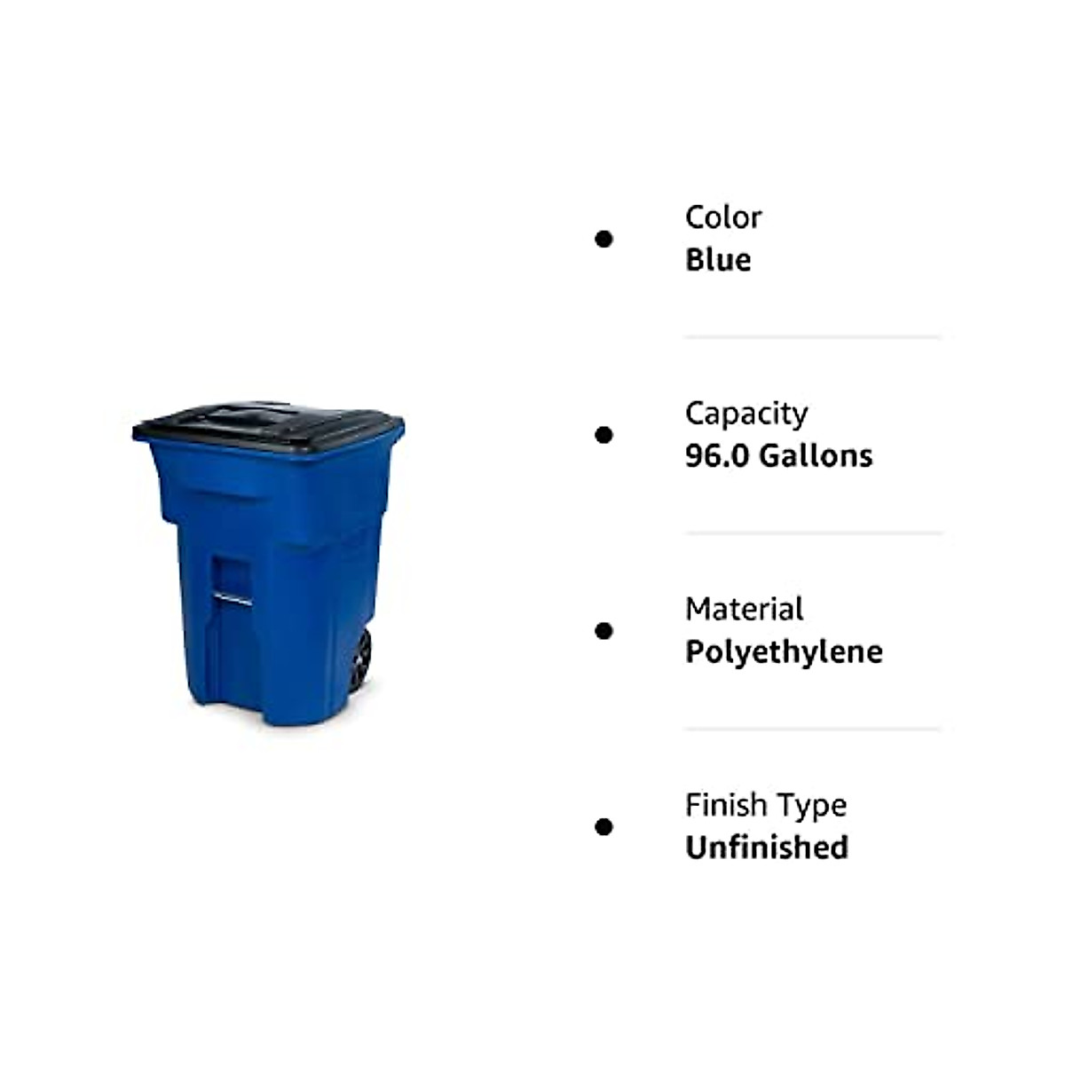 Toter 2-Wheel Trash Can with Lid - Blue, 96-Gallon, Model# ANA96-00BLU