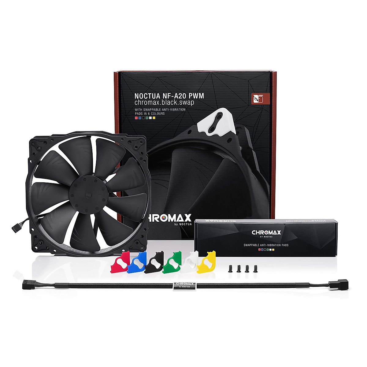 Noctua NF-A20 PWM chromax.Black.swap, Premium Quiet Fan, 4-Pin (200x30mm, Black) For Desktop