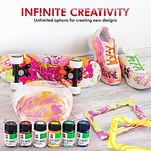 Marabu Easy Marble Paint Set - Primary Colors Starter Set - Marbling Paint Kit for Kids and Adults - Hydro Dipping Paint for Tumblers, Ceramic, Paper, Glass, Plastic - 6 x 15ml Bottles