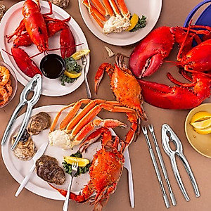 8 Pcs Lobster Crackers and Picks Set, Crab Leg Cracker Tools, Stainless Steel Seafood Crackers & Forks Nut Cracker Set for Eating Stake Support