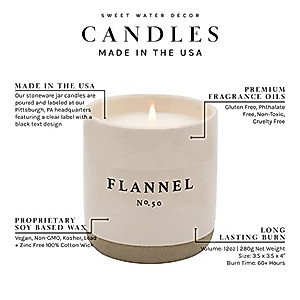 Sweet Water Decor Flannel Soy Candle | Vanilla Bean, Almond, Caramel, Coriander, Ginger, and Nutmeg Scented Candles for Home | 12oz Cream Stoneware Jar, 60+ Hour Burn Time, Made in the USA