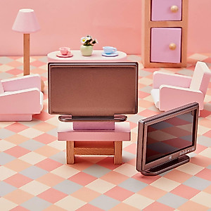 Skylety 2 Pieces 1:12 Miniature TV Television with Remote Control Dollhouse Television Dollhouse Mini Furniture Model Dollhouse Decoration Accessories