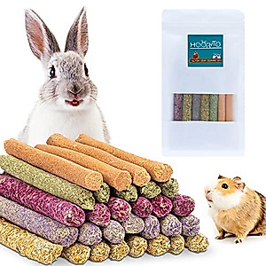 HOORITO 20Pcs Natural Flowers Flavored Timothy Hay Sticks,Rabbit Chew Toys for Teeth,Guinea Pig chew Sticks,Perfect Chew Toys for Bunny Hamsters Chinchillas Guinea Pigs Rats Gerbils (20-Pack)