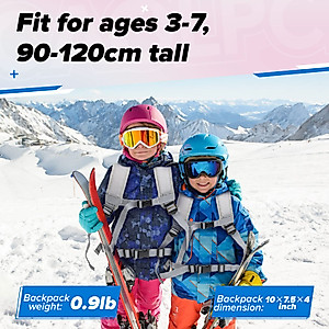 Ski Harness for Kids, Ski Harness with Retractable leashes and a Ski Helmet Mesh Pocket, Kids Ski Toddler Snowboard Teaching Speed Control (Pink, M)