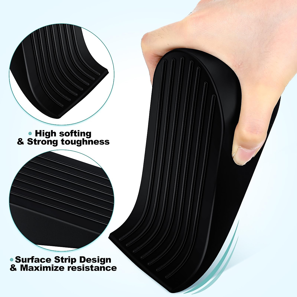 Frienda 16 Pack Large Door Stoppers Heavy Duty Rubber Stopper for Bottom of Door Wedge Stopper for Home Office (Black)