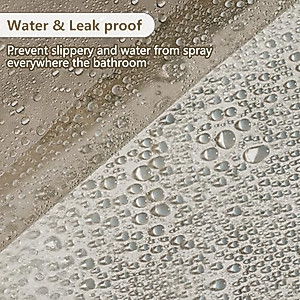 EurCross Waterproof Brown Plastic Shower Curtain with 5 Bottom Magnets, 4G Clear PEVA Shower Curtain Liner for Bathroom 72x72 inches