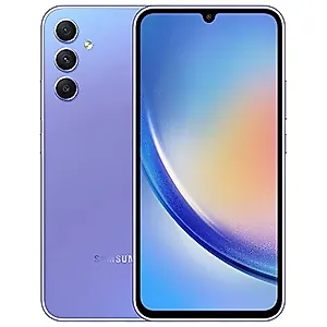 SAMSUNG Galaxy A34 5G + 4G LTE (128GB + 6GB) Unlocked Worldwide (Only T-Mobile/Mint/Metro USA Market) 6.6" 120Hz 48MP Triple Camera + (25W Wall Charger) (Awesome Violet (SM-A346M))