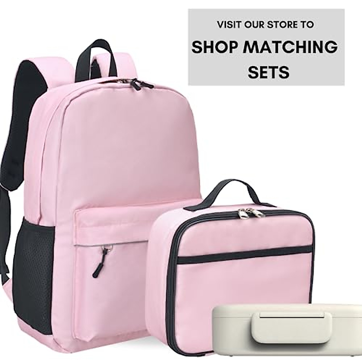 Fenrici Backpack for Teen Girls, Boys, Aesthetic Kids' Bookbags for School or Travel with Padded Laptop Compartment, Cool Pink