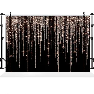 Ticuenicoa 5×3ft Bokeh No Glitter Tassel Curtain Rose Gold Backdrop Black Rose Pink Golden Bokeh Girls Birthday Photography Background Sweet 16 18 21th 30th Women Birthday Party Banner Decorations