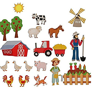 Farm Animals Felt Flannel Boards Stories Precut Figures for Toddlers Preschool, Craft Toy Gifts for Kids as Storytelling Interactive Teaching Activity Kits (21)