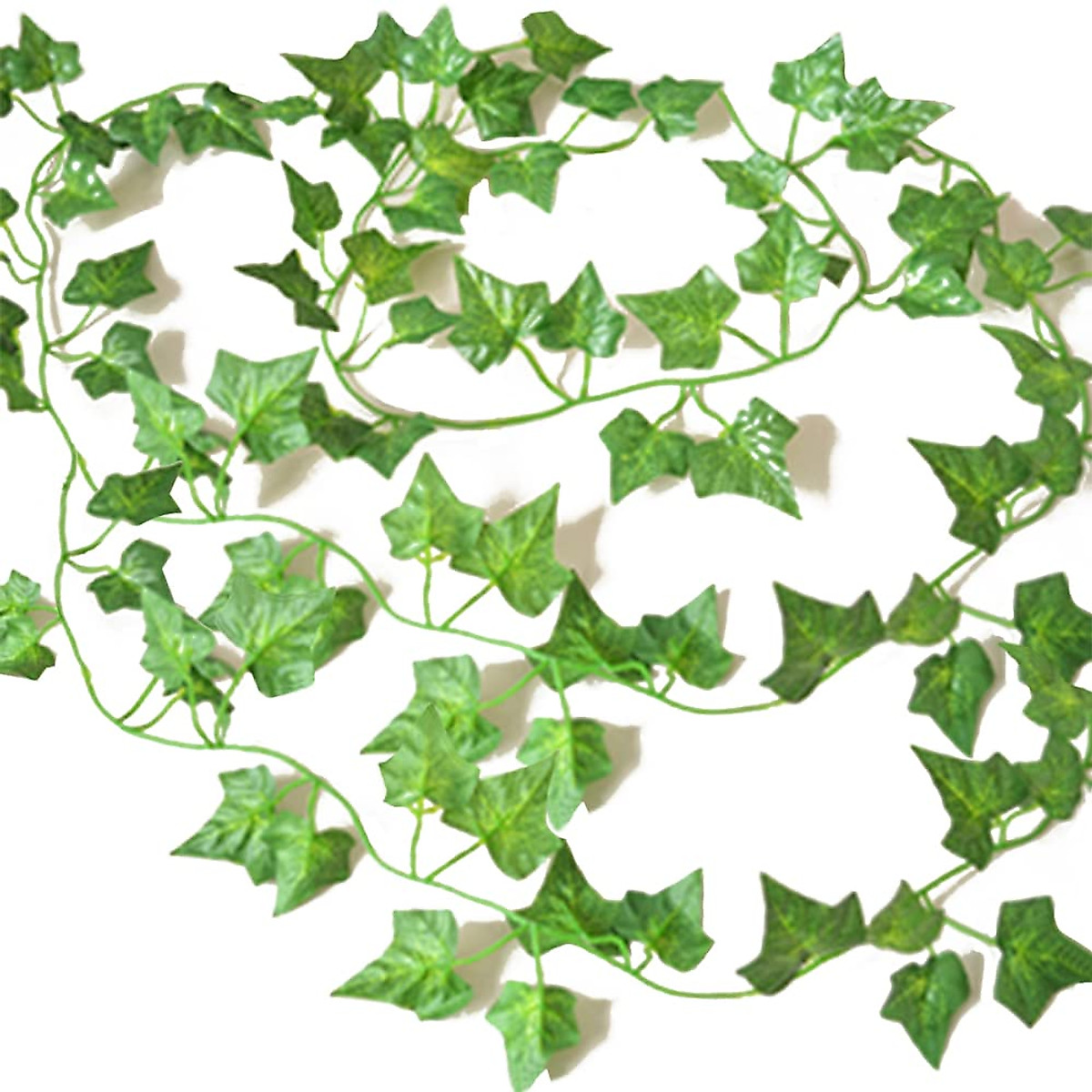12 Pack Artificial Ivy Fake Vines for Bedroom Aesthetic, 84 Feet, Greenery Leaves UV Resistant, Hanging Plant Decoration for Wedding, Party, Garden, Office, Wall. Vine Garland