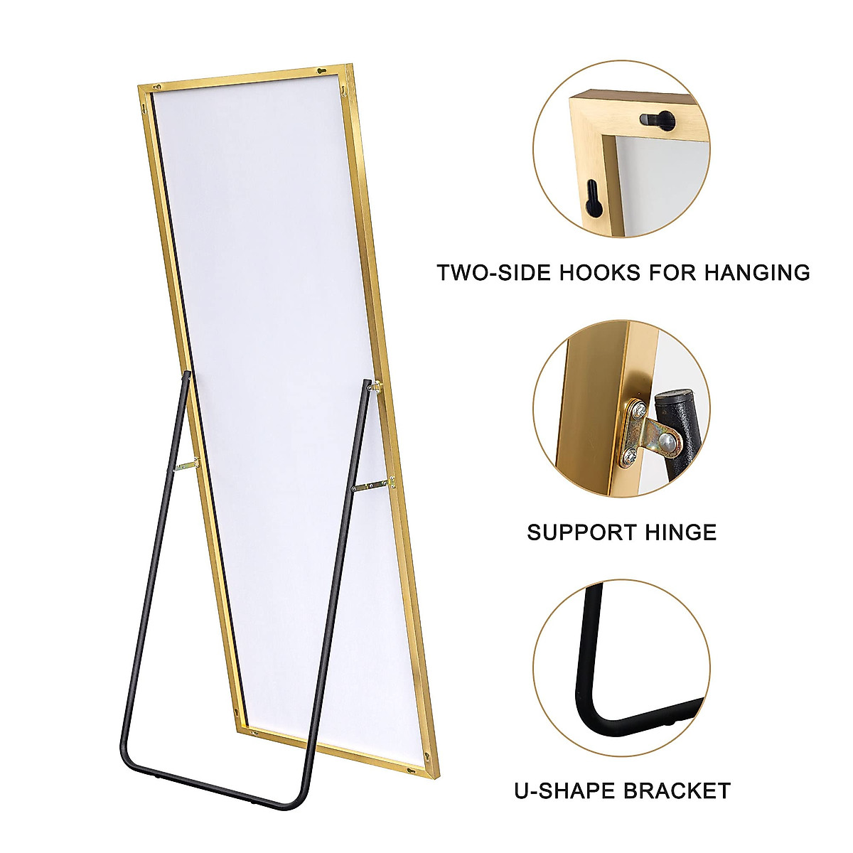 Natsukage Full Length Mirror Wall Mirror Full Length Mirror for Wall Hanging or Leaning Against Wall Dressing Mirror Body Mirror Aluminum Alloy Frame (44"x16", Gold)