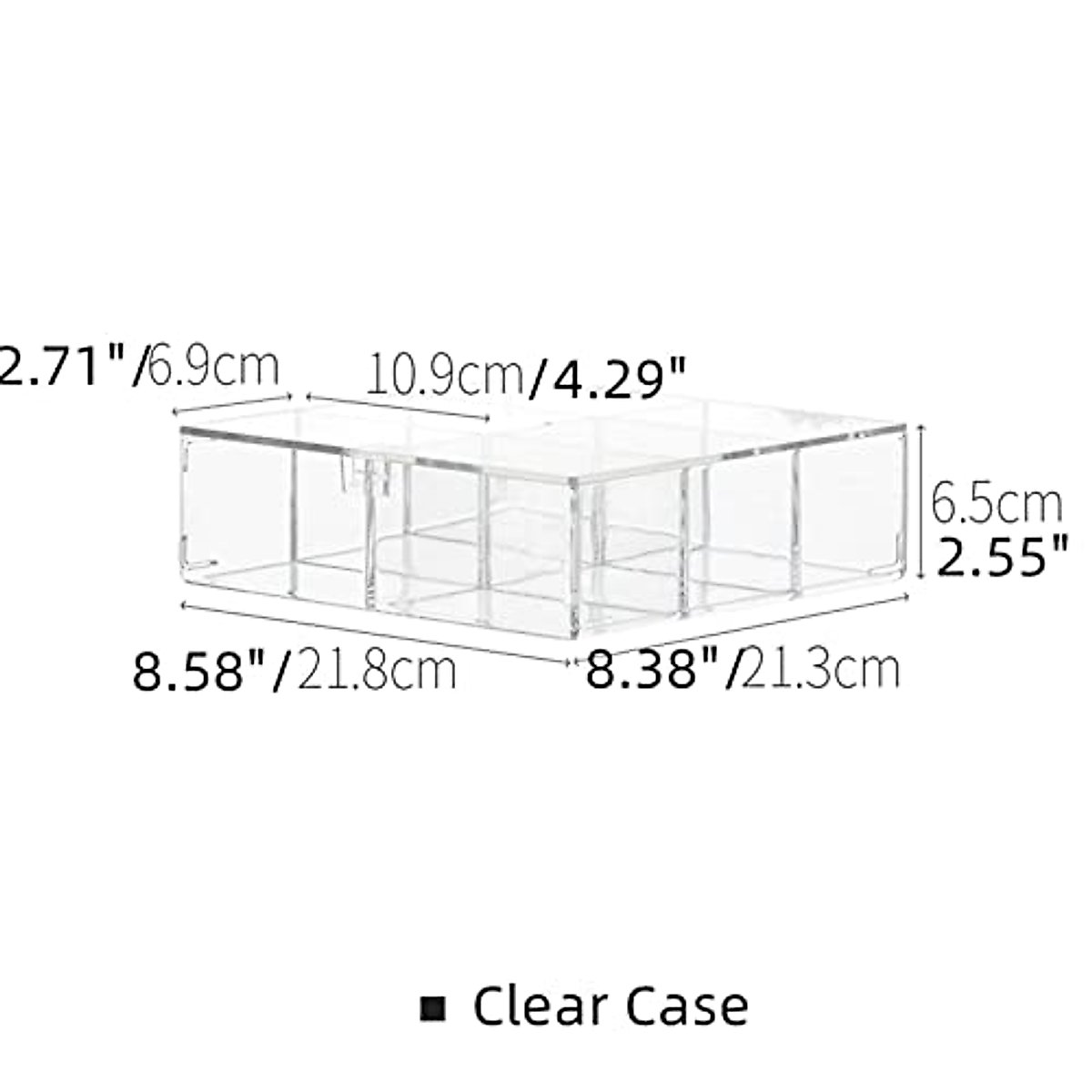 Figures Display Case with Door, Lego Parts Storage 6 Compartments Organizing Cabinet with Lid, Clear Storage Box for Small Particles Parts Toys, Transparent Showcase Shelf