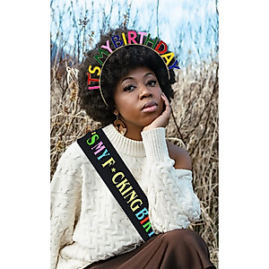 Happy Birthday Crowns Hats Sash Hair Tiara Birthday Party Crown Headband Supplies Gifts Decorations Funny Accessory for Women Girls