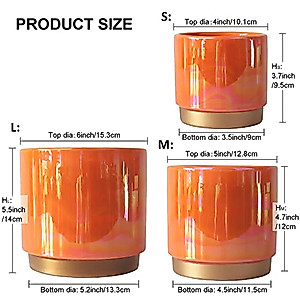 Gepege Ceramic Indoor Pots for Plants, Rainbow Pearl Glaze Planter with Drainage Hole, 6.0 inch+5.0 Inch+4.0 Inch. Orchid Flower Pots