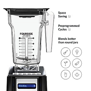 Blendtec Connoisseur 825 SpaceSaver - Commercial-Grade Blender - FourSide Jar with Vented Gripper Lid - Black