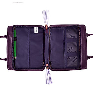 Christian Art Gifts Women's Fashion Bible Cover Purse Style Blessed, Purple Floral Faux Leather, Large