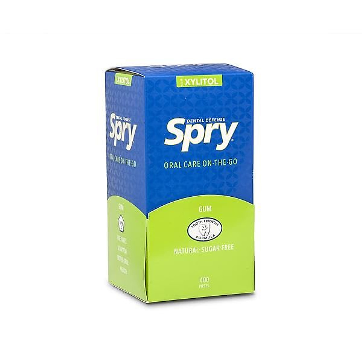 Spry Fresh Natural Xylitol Chewing Gum Dental Defense System Aspartame-Free Sugar Free Gum 400 pieces (2 pieces/pack)