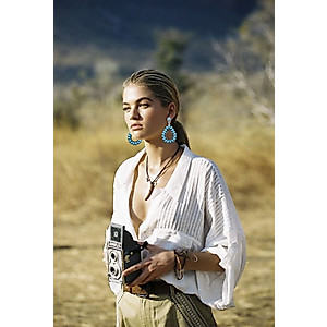 GLBCC Turquoise Earrings for Women Boho Statement Turquoise Heart Teardrop Dangle Earrings Western Country Leaf Earrings Vintage Native American Summer Beach Earrings Jewelry Accessories