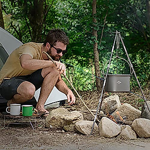 Naturehike 4-6 Person Aluminum Hanging Pot, Portable Camping Pot with Lid, 4.2 Quart Ultralight Outdoor Cooking Pot Cookware for Camping Hiking Picnic Travel