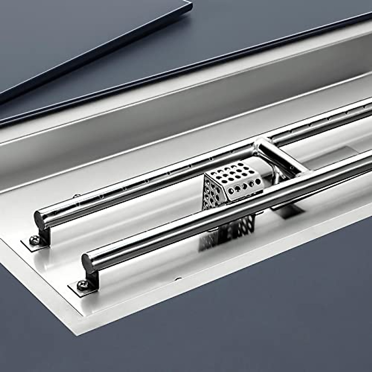 JHSDFOUIH Aluminum Alloy Fire Pit Table with Glass Wind Guard, 55000 BTU Auto-Ignition Propane Gas Firepit Table with Black Stove Stone, for Outdoor Garden Patio