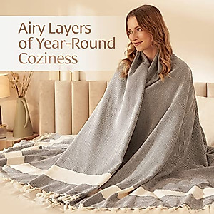 Luxurious Turkish Cotton Blanket - Soft, Large, Lightweight, and Breathable - Boho Style for Bed, Couch, and Home