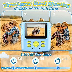 Instant Camera for Kids, 1080P Kids Camera Instant Print, 16x Digital Zoom, 2.4" Screen, 32GB Card, 3 Rolls of Print Paper, Digital Camera for Toddler with Storage Bag Ideal Toy for Girls Boys 3-12