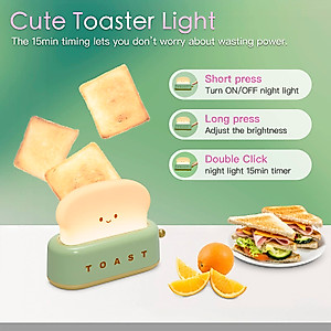 TOOGE Desk Decor Cute Toast Lamp Small Desk Lamp Night Light for Kids Rechargeable with Smile Face Kawaii Decor for Bedroom, Table, Bedside, Desk Gifts for Kids and Adults