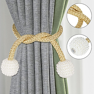 AWOLIC Magnetic Curtain Tiebacks 6 Pack,Classic European Curtain Holdbacks for Drapes,Used for Home and Office Decoration (Gold)