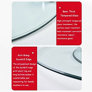 Transparent Glass Lazy Susan Turntable 0.31in Thick Rotating Serving Tray Round Tabletop Rotating Tray with Aluminum Alloy Auxiliary Wheel Bearing Not Easy to Dump Easy to Share Food (Size : 35in)