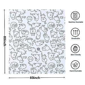 Sviuse Cat Blanket Twin Size Blanket Cat Gifts for Cat Lovers Soft Flannel White Cats Pattern Throw for Girls Women Kids (60" X 80", Cat 2)