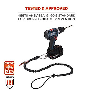 Ergodyne - 19002 Squids 3100 Tool Lanyard with Single Carabiner and Adjustable Loop End, Standard Length, Black