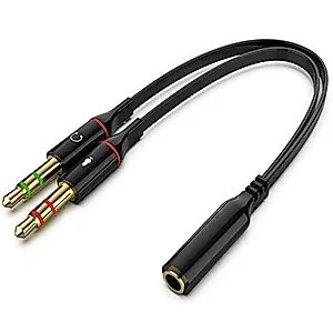 Headphone Splitter for Computer 3.5mm Female to 2 Dual 3.5mm Male Headphone Mic Audio Y Splitter Cable Smartphone Headset to PC Adapter