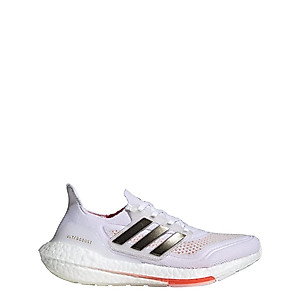 adidas Women's Ultraboost 21 Running Shoe, White/Black/Solar Red, 6