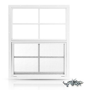 PRO FLEX Shed Window 12" x 12" - Ultra Thick White Aluminum Flush Mount with Tempered Glass - Shed Windows with Fixed Panel and Screws for Chicken Coop, Sheds, Barns, Playhouses