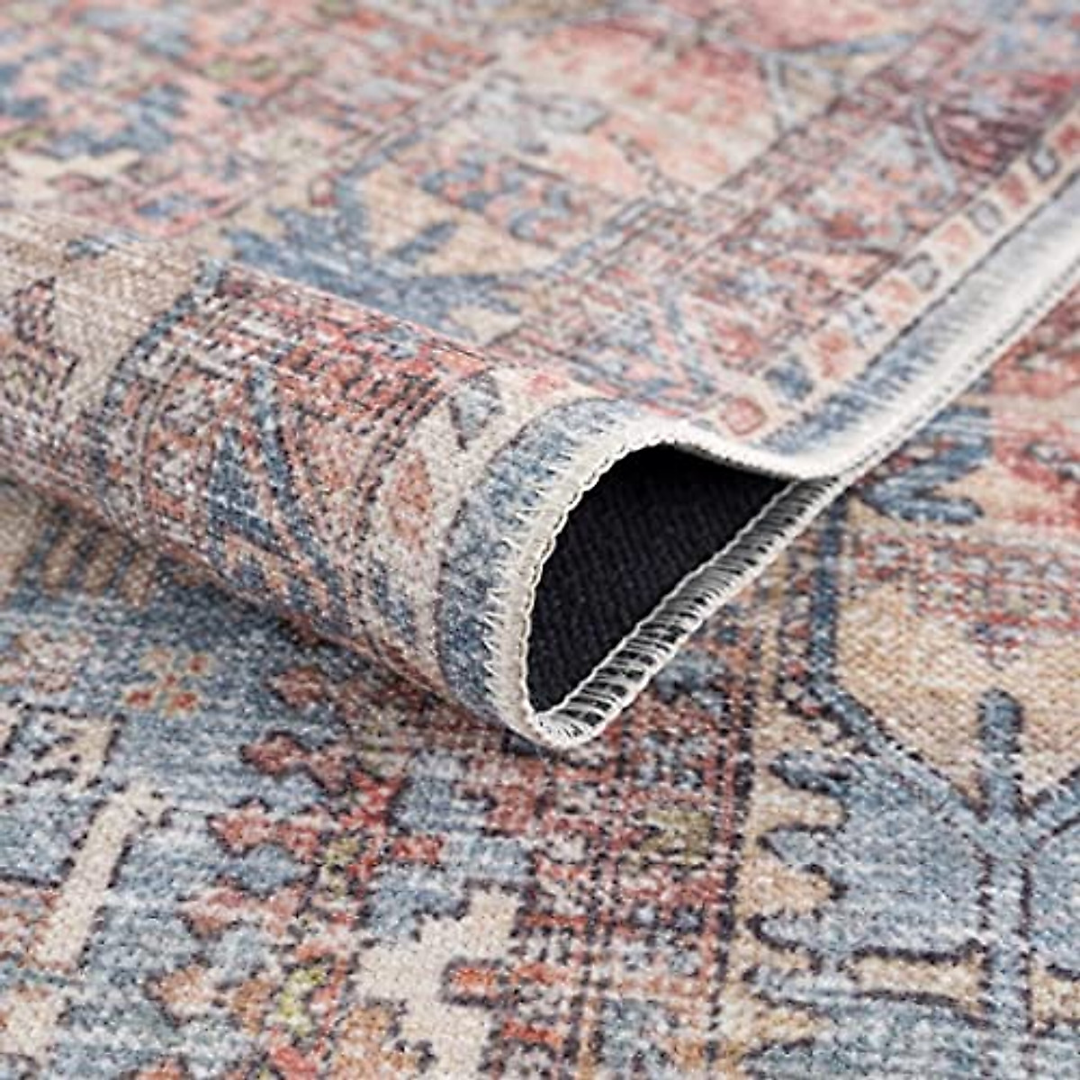 Hauteloom Holi Serie - Sur Machine Washable Oriental Persian Living Room Kitchen Area Rug - Vintage - Red - 2'7"x4'