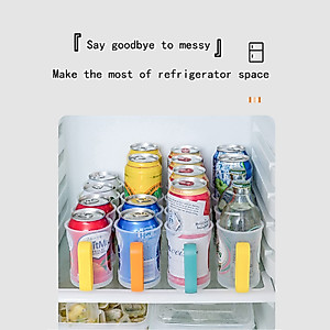 Portable Soda Can Organizer for Refrigerator Shelves,4 compartment beverage storage box， Beer Can Racks,fruit juice drinks，canned food dispenser Refrigerator Storage Sliding Rack