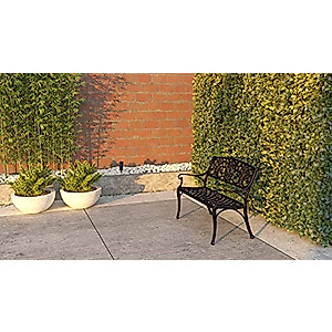 Patio Sense 63284 Decatur Cast Aluminum Patio Bench Heavy Duty Rust Free Metal Construction Front Porch Backyard Lawn Garden Pool Deck Outdoors Fleur-De-Lis Design - Antique Bronze Finish