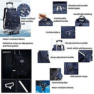 MITOWERMI Rolling Backpack for Boys Girls Trolley Bag with Wheels Roller Backpack for Kids Wheeled Middle School Bookbags